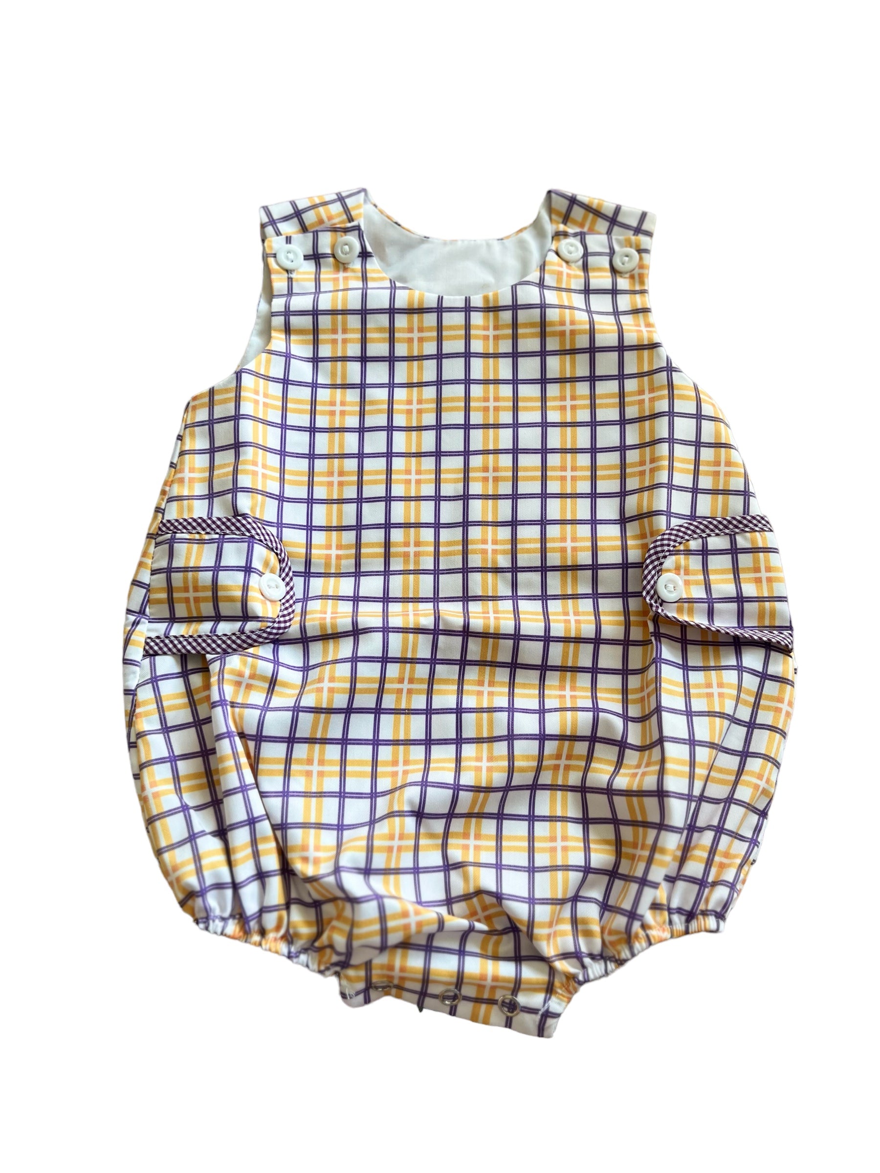 Cam Plaid Bubble- bright purple & gold – Sissy & Bean